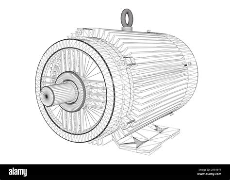 Electric Motor Icon On White Background Wireframe Engine Electric Power Electric Wireframe