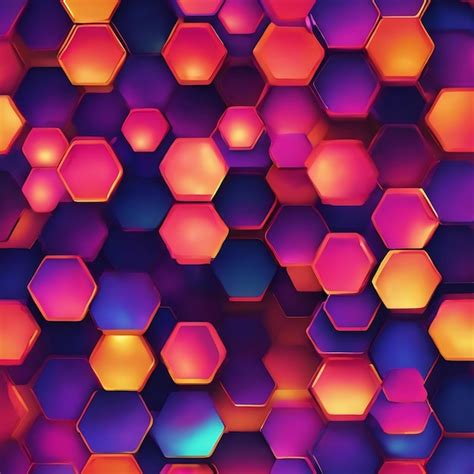 Premium Ai Image Abstract Background Hexagon Pattern With Glowing Lights Generative Ai