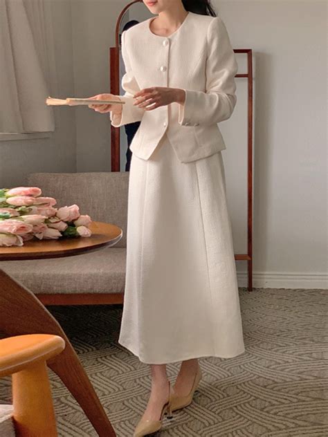 리리앤코 44 120 베노텐즈 트위드 자켓 뒷밴딩 롱 투피스 세트 봄가을데일리룩데이트룩캐주얼룩캠퍼스룩러블리룩하객룩격식룩출근룩페미닌룩빅사이즈120