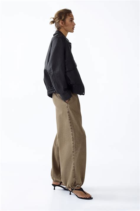 Womens Dark Taupe Balloon Leg Denim Pants Handm Us