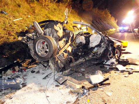 Car Crash Accident With Deadly Motorist In Frontal Collision Between