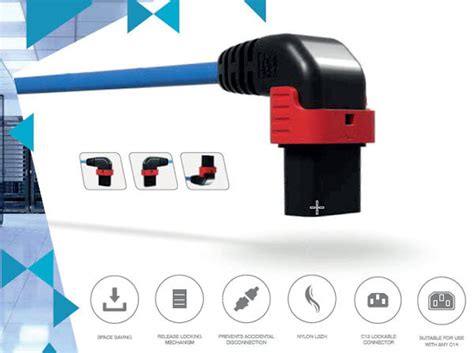 IEC Lock Angled C13 Locking Connector UK Electrical Distributors E Preston Electrical Ltd