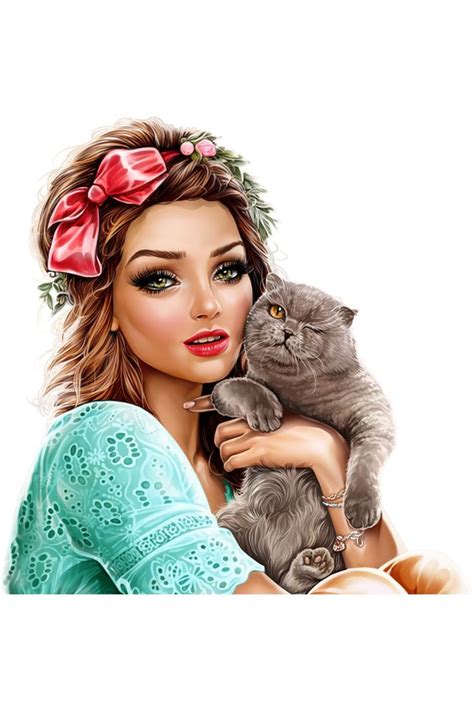 Girl With A Cat Девушка с котом Png Блондинка Девочка