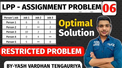 Restricted Assignment Problem Hungarian Method In Hindi Operation