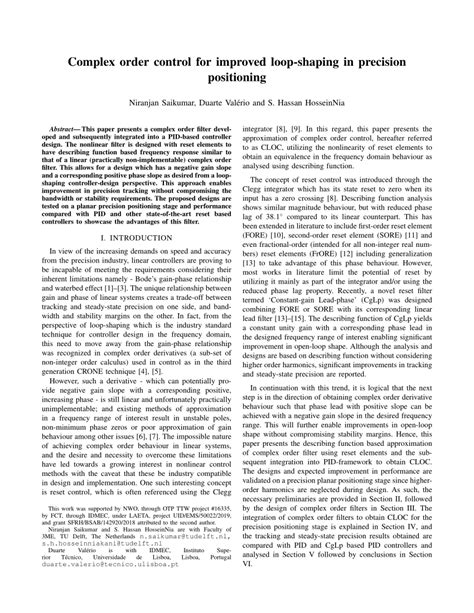 pdf complex order control for improved loop shaping in precision