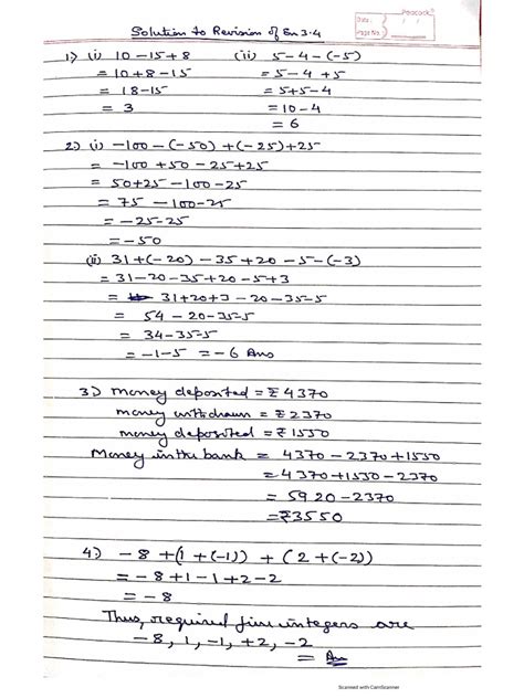 Cl 6 Arith Solutions To Revision Of Ex 3 4 Pdf