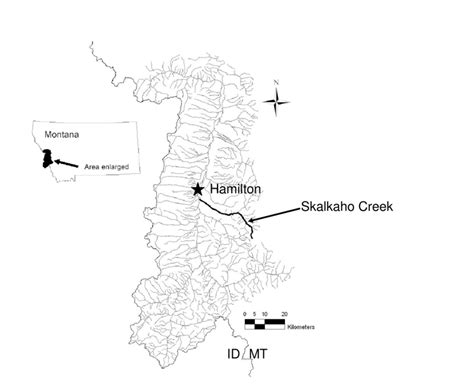 Map Showing The Bitterroot River Drainage The Location Of Hamilton