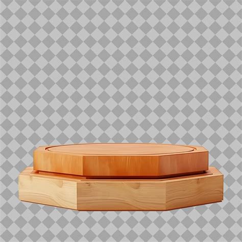 Suspended Dodecagonal Teak Product Stand With A Warm And Elegant Ap Png Object On Clean