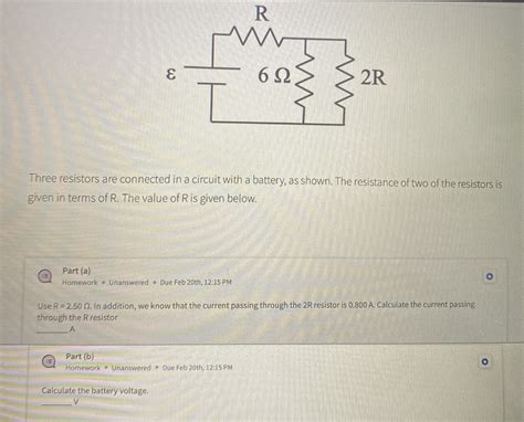 Solved Three Resistors Are Connected In A Circuit With A Chegg Com