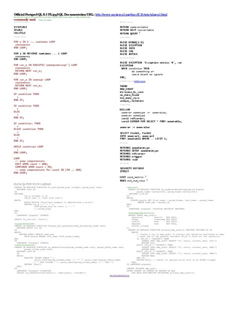 postgresql 8 3 plpgsql cheatsheet pdf control flow information technology management