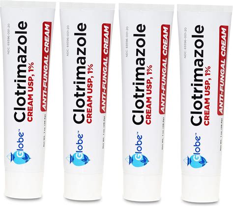 Globe Clotrimazole Antifungal Cream 1 Usp 1 Oz 4 Pack