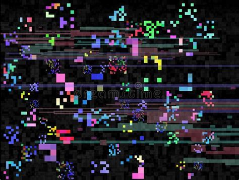Vibrant Digital Glitches On Dark Vector Illustration Set Stock Illustration Illustration Of