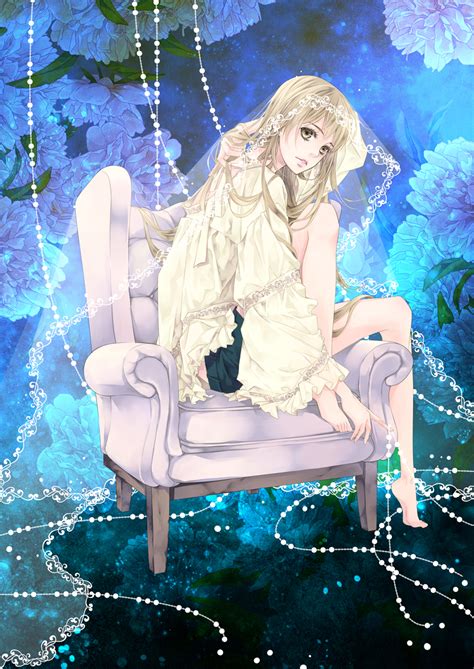 Safebooru 1girl Barefoot Brown Eyes Brown Hair Couch Flower Highres