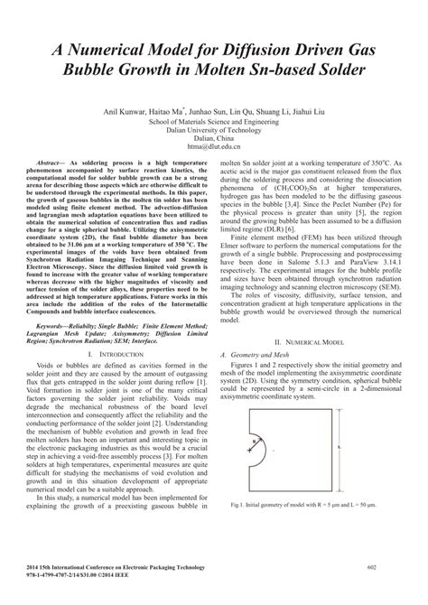 Pdf A Numerical Model For Diffusion Driven Gas Bubble Growth In