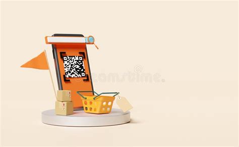 Mobile Phone Smartphone With Stage Podium Qr Code Scanning Search