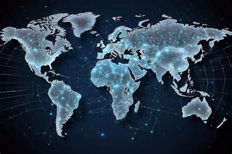 Premium Photo Global Abstract Bitcoin Crypto Currency Blockchain Technology World Map