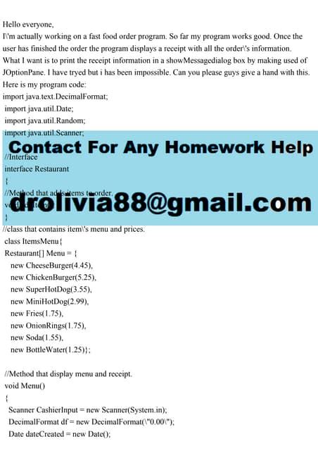 Hello Everyoneim Actually Working On A Fast Food Order Programpdf