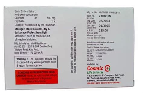 PROGENY INJ Hydroxy Progesterone Caproate Mg Inj Packaging Type Box At Rs Box In