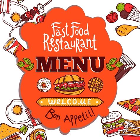 패스트 푸드 메뉴 무료 벡터