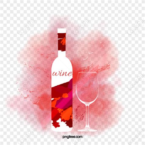 물감 일러스트 분사 와인 원소하얀와인 병액체 Png 일러스트 무료 다운로드 Lovepik
