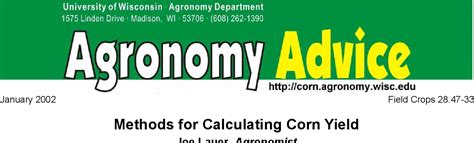 Table From Methods For Calculating Corn Yield Semantic Scholar
