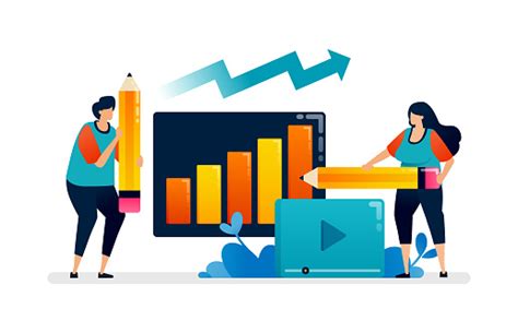 성취 증가에 대한 기대치를 위해 막대 차트의 선을 그리는 비즈니스 그림 은행 금융 회사 사무실 투자 기관의 배너에 사용할 수 있습니다 개념에 대한 스톡 벡터 아트 및 기타