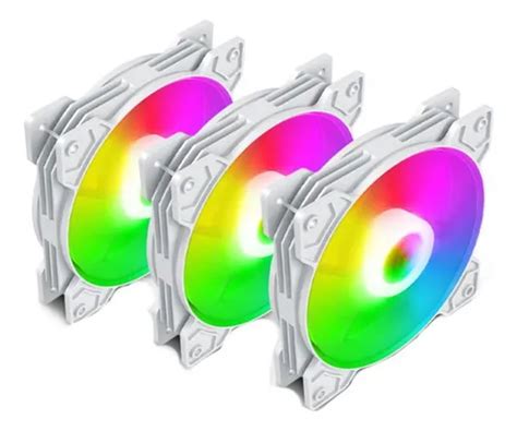 Ventilador De Chassi De 12 Cm Mute Rainbow White Rgb 3 Kits Mercadolivre