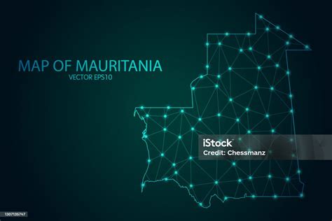 모리타니지도 다크 그라데이션 배경에 빛나는 점과 선 비늘 3d 메쉬 다각형 네트워크 연결 0명에 대한 스톡 벡터 아트 및 기타 이미지 Istock