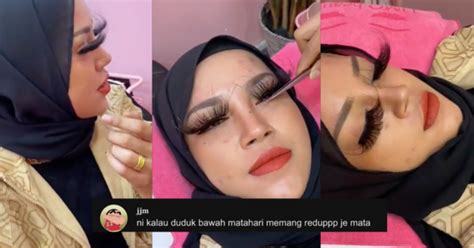 Wanita Terkejut Bulu Mata Lentik Panjang