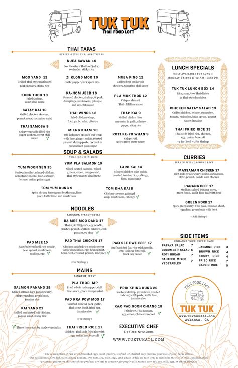 Menu — Tuk Tuk Thai Food Loft Atlanta