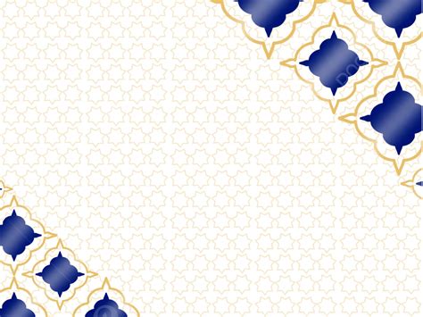 Islamic White Background With Blue And Gold Patterns Islamic