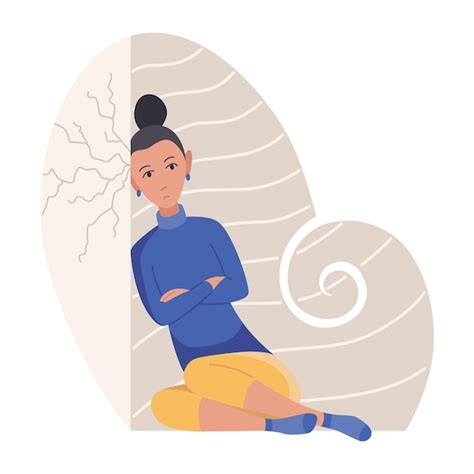 우울한 사람들 우울증 슬픈 여자 좌석 외로운 십대 슬픔 슬픔과 정신 장애의 상징 불행하고 스트레스 학생 프리미엄 벡터