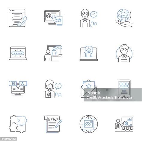 Geographical Information Line Icons Collection Mapping Topography
