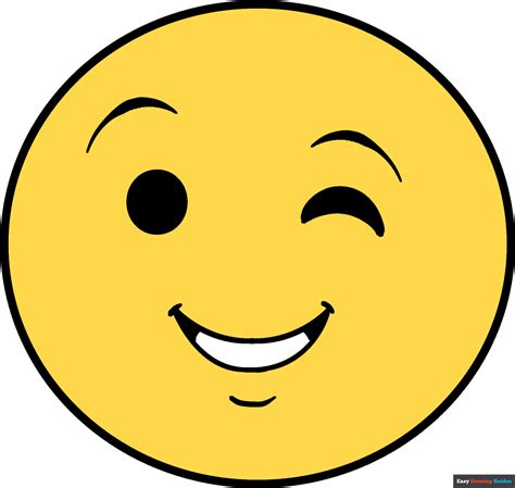 How To Draw A Wink Emoji Really Easy Drawing Tutorial