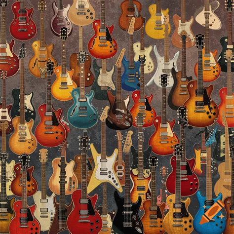 A Dense Collage Of Various Electric Guitars In Different Colors And