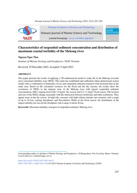 Pdf Characteristics Of Suspended Sediment Concentration And Distribution Of Maximum Coastal