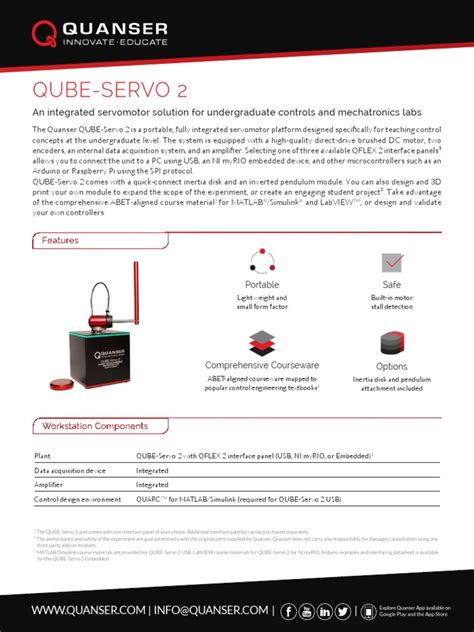 qube servo 2 an integrated servomotor solution for undergraduate