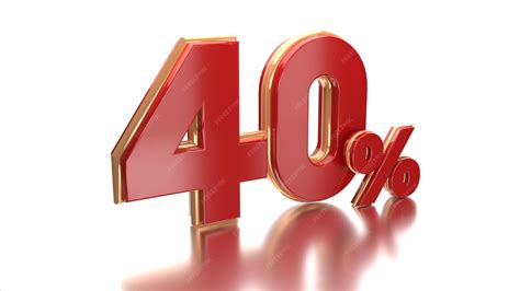 Premium Photo A Red Number 40 Percent With A White Background