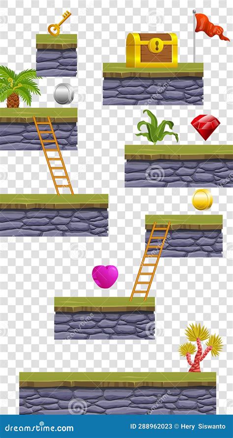 2d Game Floating Platform Isolated With Transparan Background For Mobile Game Cartoon Vector