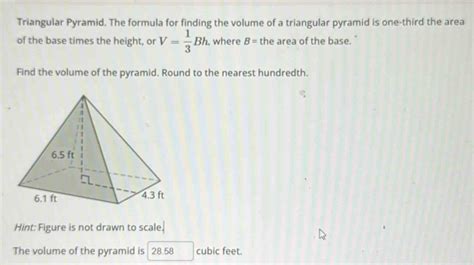 Solved Triangular Pyramid The Formula For Finding The Volume Of A