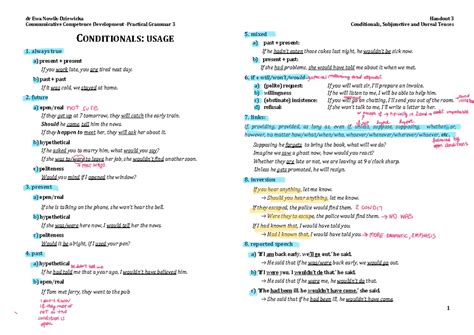 Handout 3 Conditionals Subjunctive And Unreal Tenses Communicative