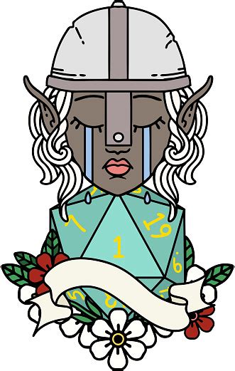 울고 있는 엘프 파이터 캐릭터의 얼굴과 자연스러운 D20 롤 일러스트레이션 군용헬멧에 대한 스톡 벡터 아트 및 기타 이미지 군용헬멧 굴리기 꼬마 요정 Istock