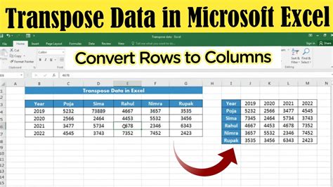 Transpose Formula In Excel How To Convert Rows To Columns In Excel Youtube