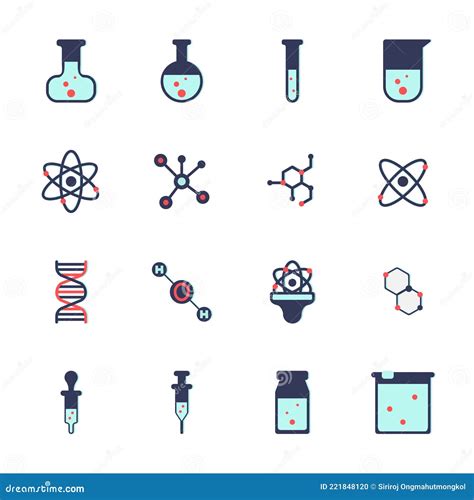 Vector Set Of Science Icons Flat Icons Molecular And Flask Icon Set