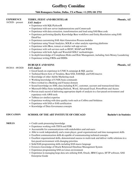 Sas Analyst Resume Samples Velvet Jobs
