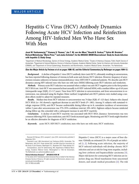 Pdf Hepatitis C Virus Hcv Antibody Dynamics Following Acute Hcv