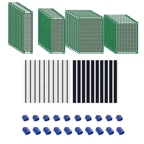 MMOBIEL 60 Pcs PCB Breadboard Circuit Board Prototype Set With Screw Terminal Blocks 2 3 Pins