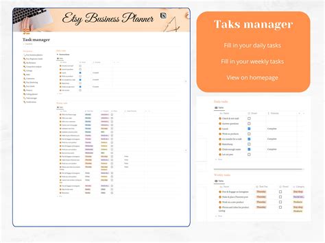 Etsy Business Planner Notion Template Shop Beginners Guide Digital Download Etsy