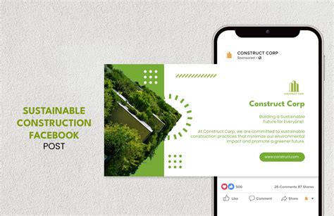 Sustainable Construction Facebook Post In Illustrator Psd Png Svg