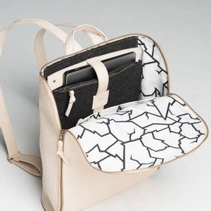Laptop Leather Backpack Nude Leather Backpack Student Leather Bag Etsy
